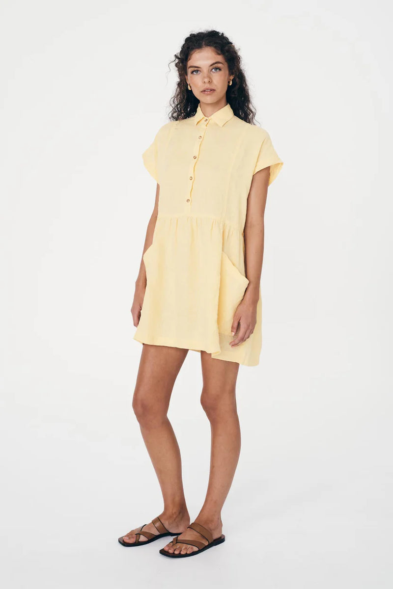 ROWIE GINA LINEN MINI DRESS LEMON – Ruby Rose Te Awamutu